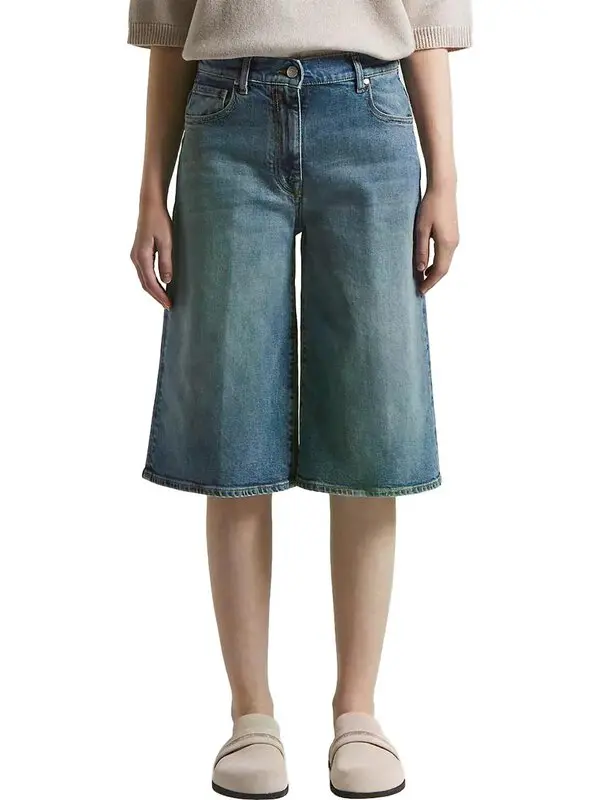 Peserico Denim Knee-length Shorts - Blue