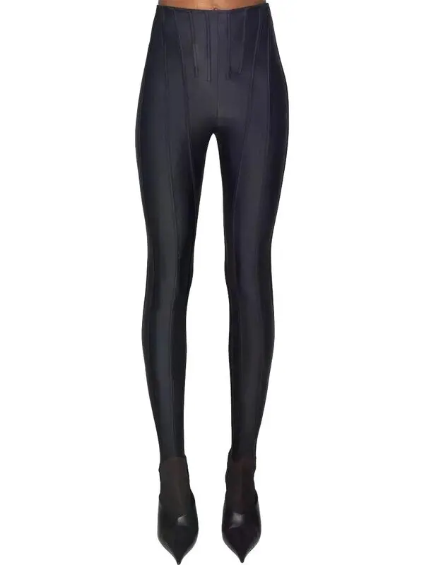 MUGLER Panelled Corseted Leggings - Black
