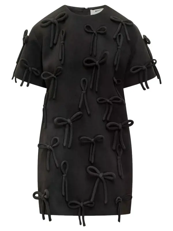 MSGM Bow-embellished Mini Dress - Black