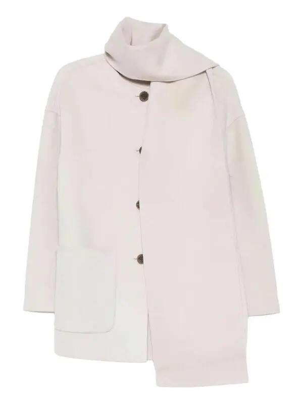 THE DYNAMIS STUDIO Buttoned Single-breasted Wool Coat With Patch Pockets - Neutrals