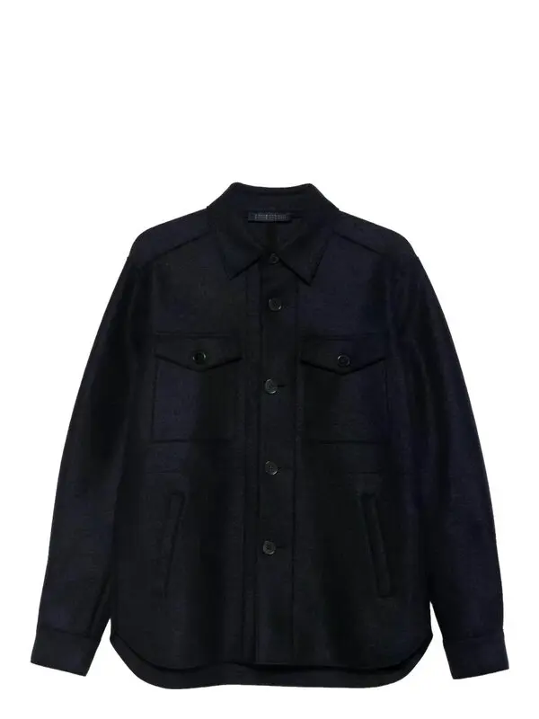 Harris Wharf London Button-down Flap-pocket Shirt Jacket - Blue