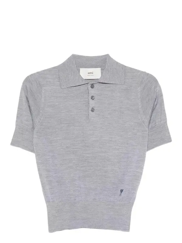 Ami Short-sleeve Polo Top - Grey