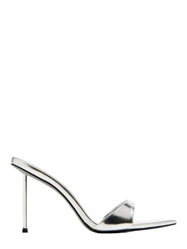 Femme La 100mm Metallic Stiletto Mules - Silver
