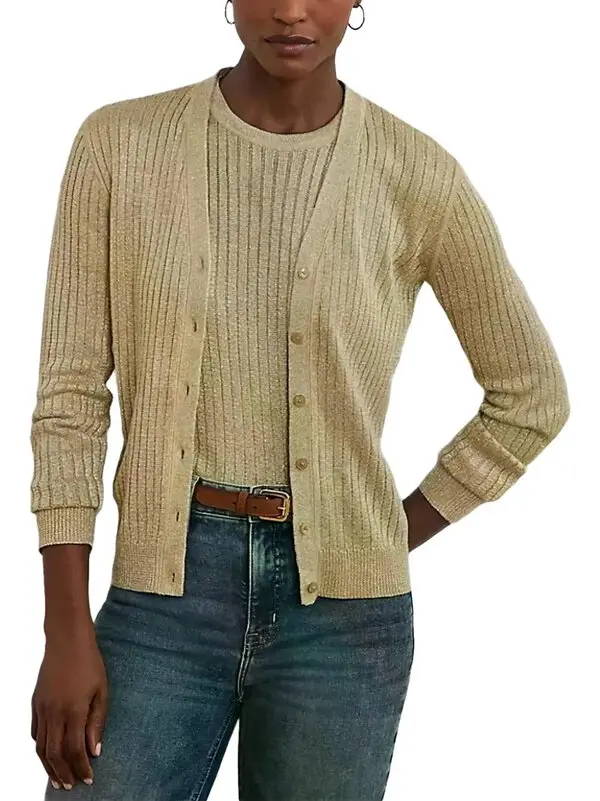 Ralph Lauren Ribbed Button-front Cardigan - Neutrals