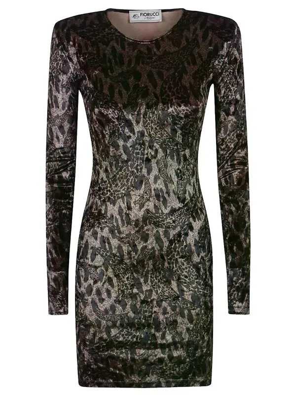 Fiorucci Velvet Leopard-print Dress - Brown