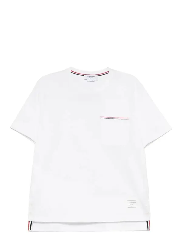 Thom Browne Rwb-stripe Jersey T-shirt - White