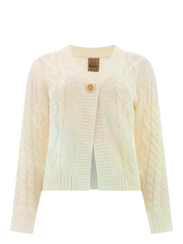 RAKKI Cable-knit Merino Wool Cardigan - Neutrals