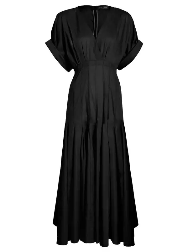 Proenza Schouler Ciara V-neck Pleated Maxi Dress - Black