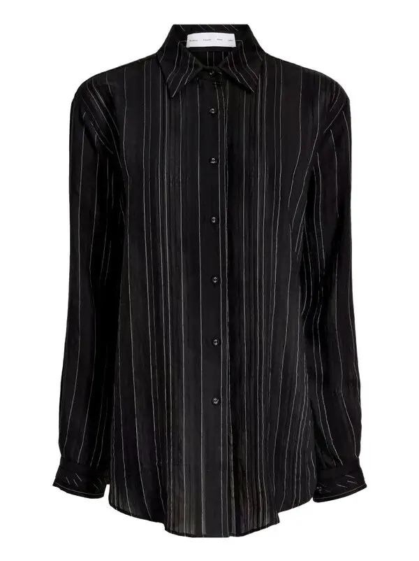 Proenza Schouler White Label Woven Raven Stripe Shirt - Black