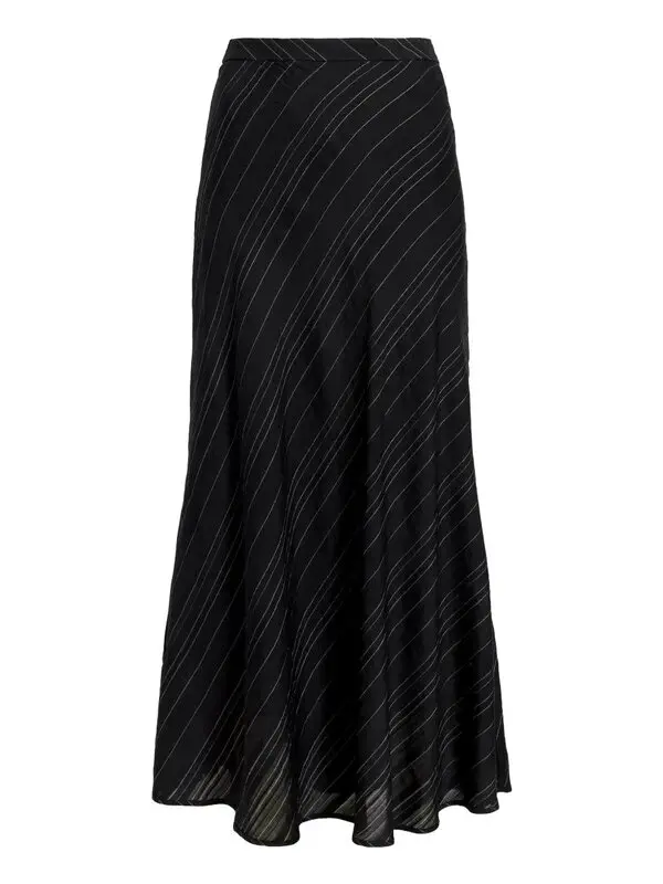 Proenza Schouler White Label Kaia Stripe Woven Midi Skirt - Black