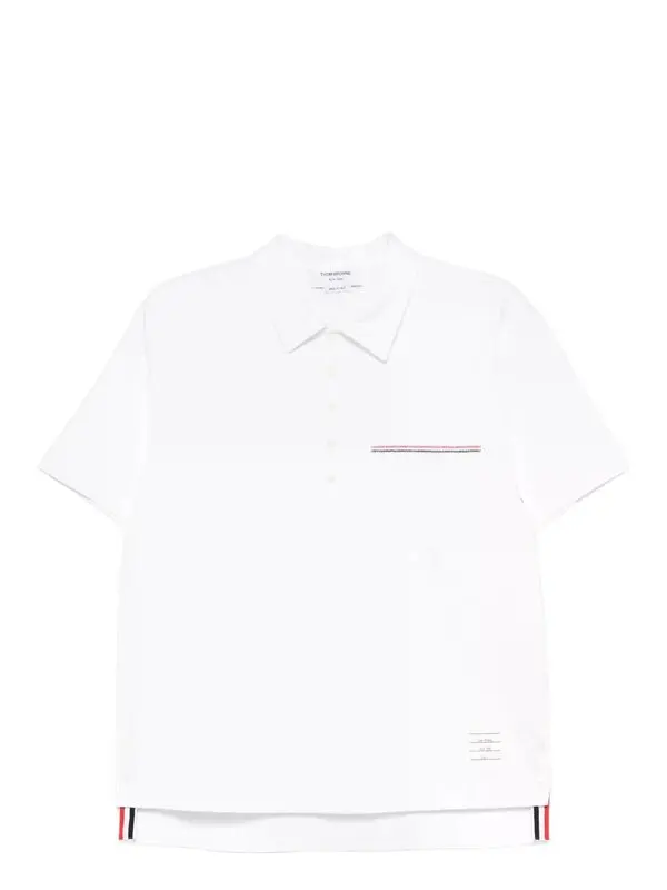 Thom Browne Rwb-trim Jersey Polo Shirt - White