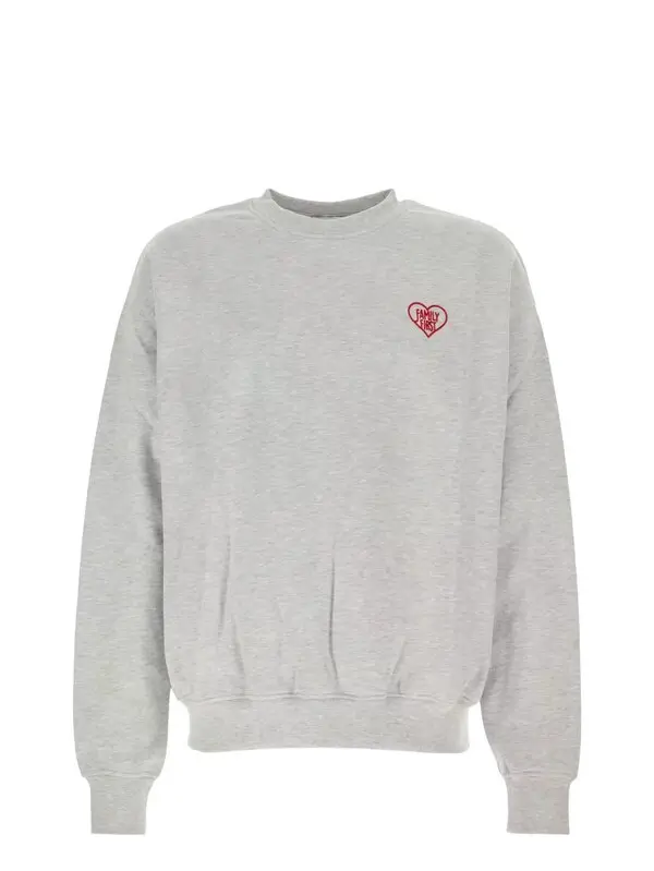 FAMILY FIRST Heart-embroidered Crewneck Sweatshirt - Grey