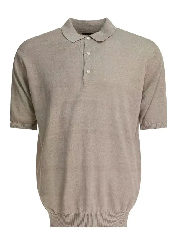 BEAMS Short-sleeve Hemp Polo Shirt - Grey