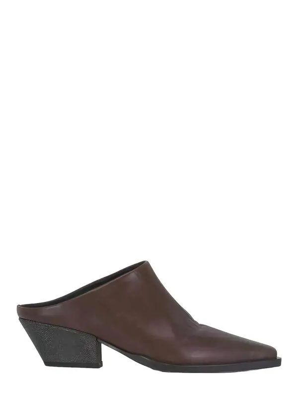 Brunello Cucinelli Square-toe Leather Mules - Brown