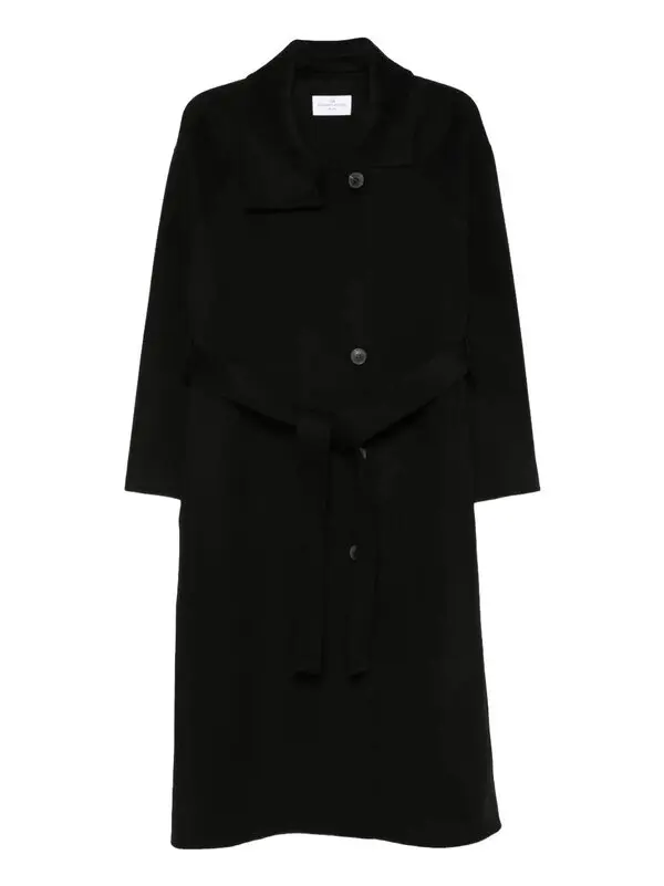 THE DYNAMIS STUDIO Belted Single-breasted Wool Coat - Black