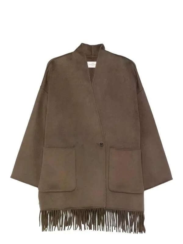 THE DYNAMIS STUDIO Fringed Patch-pocket Coat - Brown