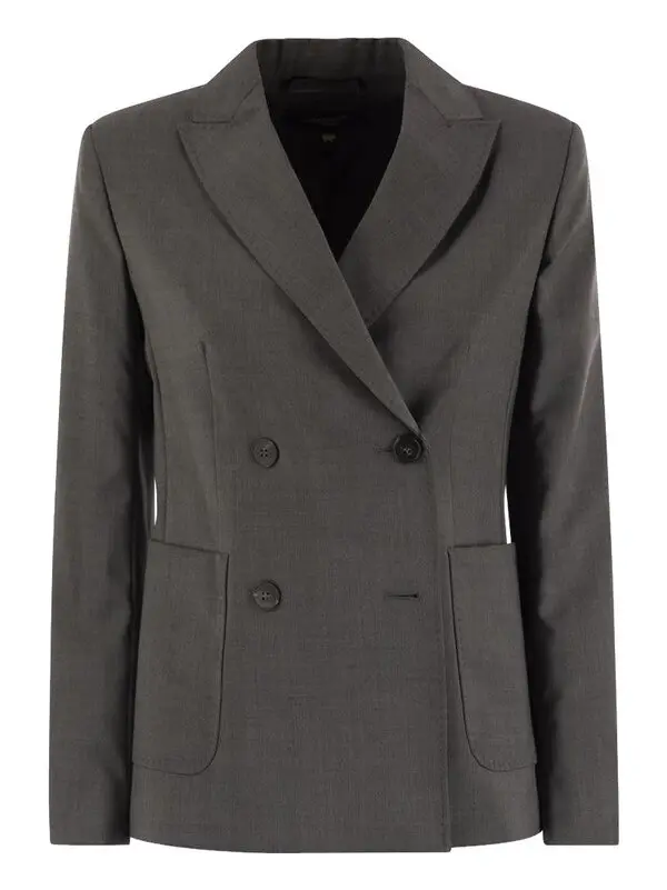 Max Mara Ornati Wool Canvas Blazer - Grey