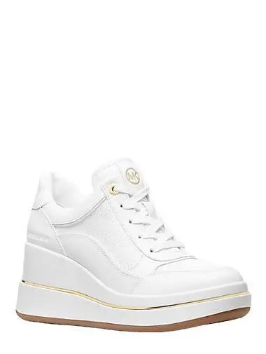 Michael Kors Leather And Mesh Wedge Trainer - White
