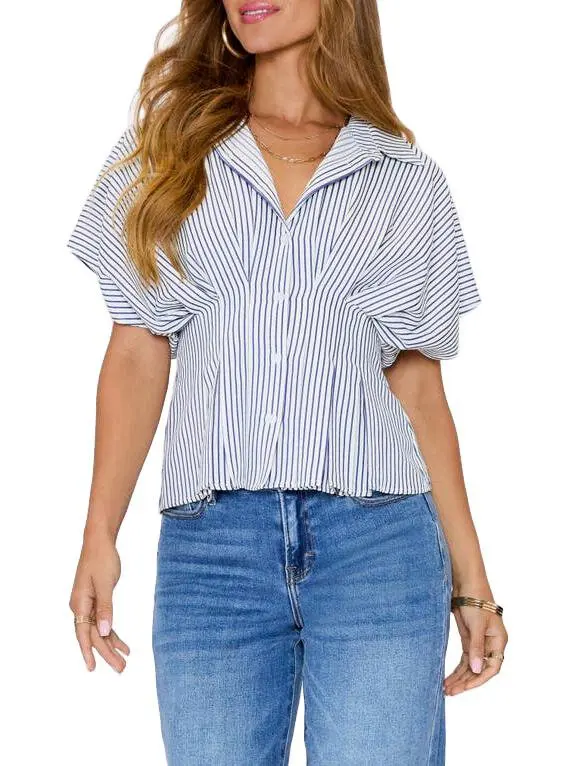 VICI Marisa Striped Button-up Shirt - Navy Stripes