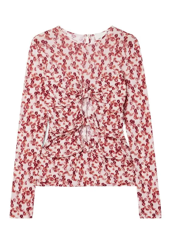 Isabel Marant Gladice Ruched Cutout Floral-print Top - Red