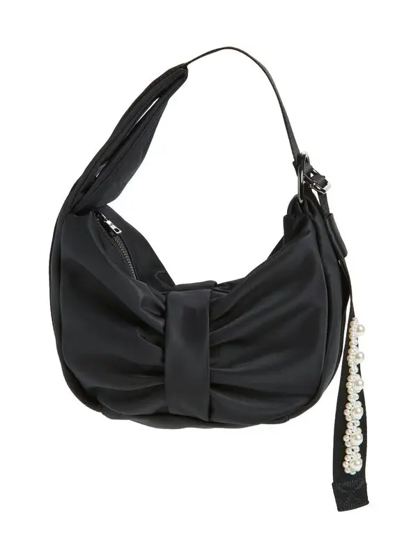 Simone Rocha Mini Bow Sateen Sling Bag - Black/pearl