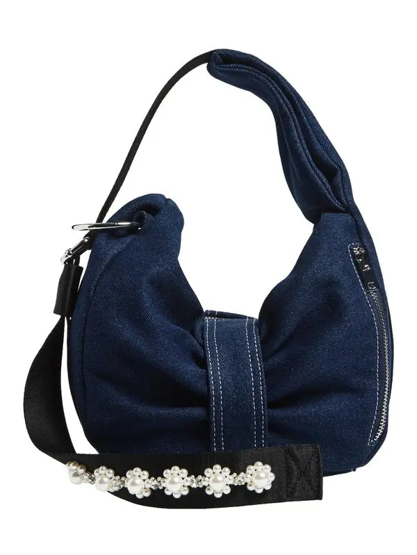 Simone Rocha Mini Bow Sateen Sling Bag - Indigo/pearl/clear