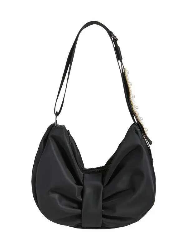 Simone Rocha Bow Sateen Sling Bag - Black/pearl