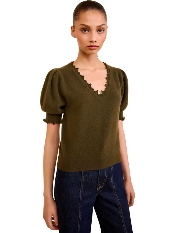 Ulla Johnson Polline Short Sleeve Top - Hunter