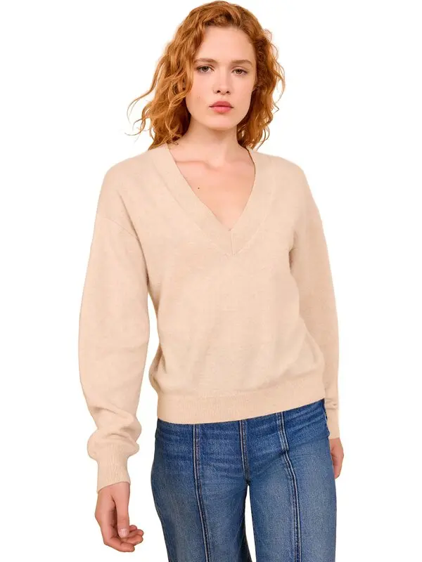 Ulla Johnson Ryla Cashmere V-neck Pullover Sweater - Melange