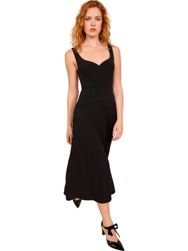 Ulla Johnson Vivi Sweetheart Neckline Midi Dress - Noir