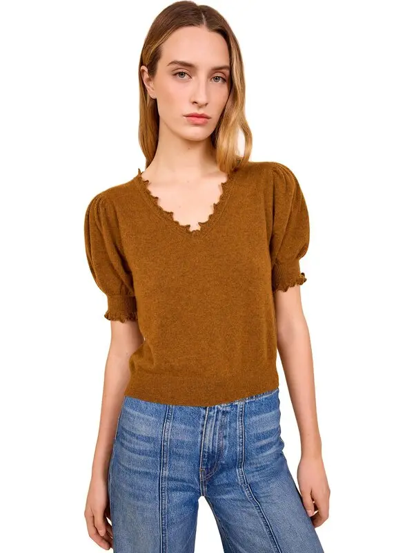 Ulla Johnson Polline Short Sleeve Top - Umber