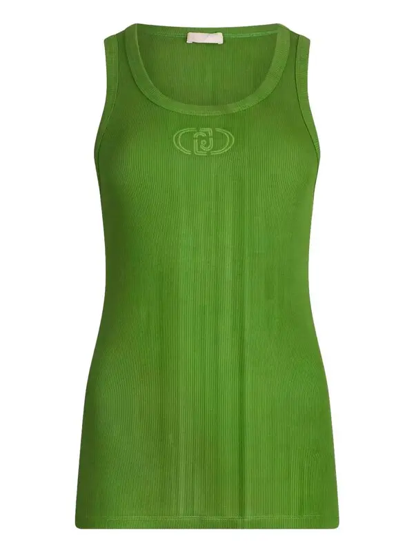 Liu Jo Logo-embroidered Ribbed Tank Top - Green