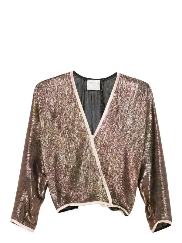 FORTE_FORTE Metallic Wrap-effect Top - Brown