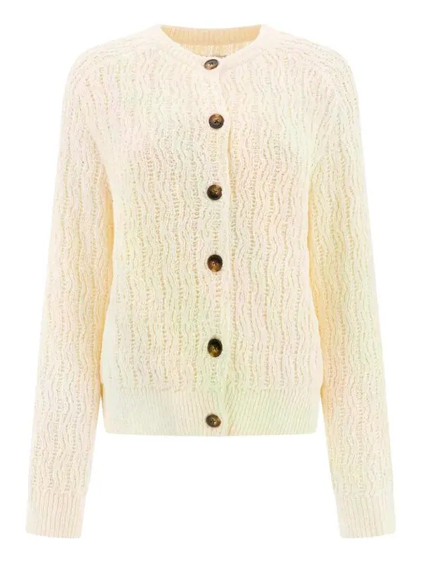 LOULOU Textured Button Cardigan - Neutrals