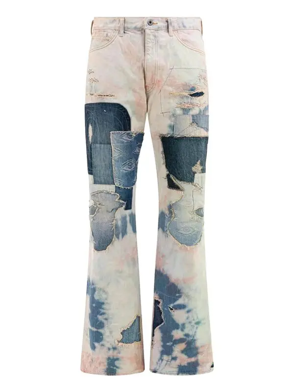 Kapital Tie-dye Embroidered-eye Jeans - Blue