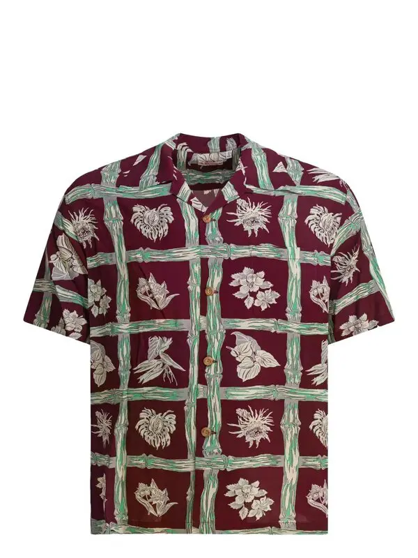 SUN SURF Printed Rayon Shirt - Red