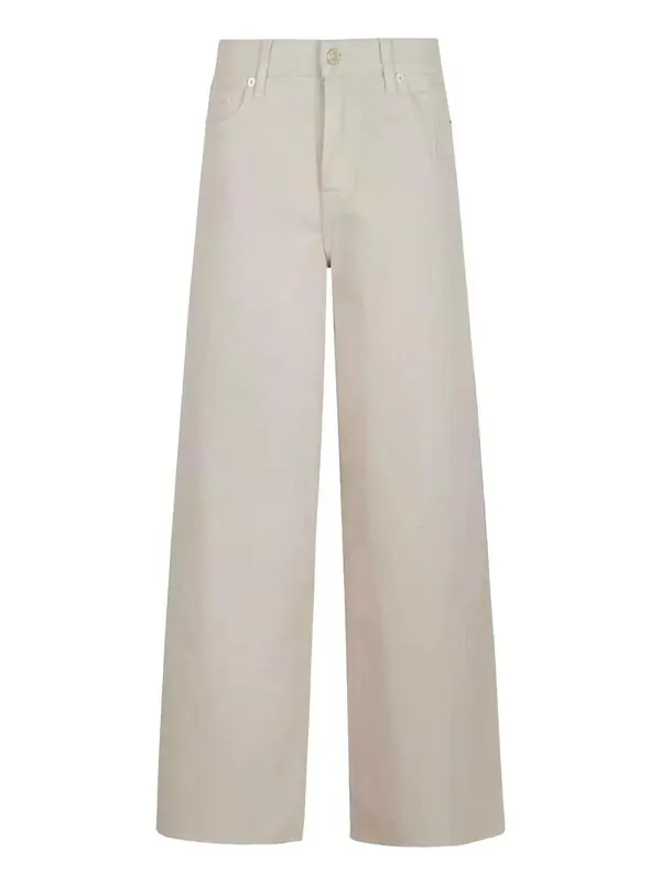 7 For All Mankind Cotton Wide Leg Jeans - Neutrals