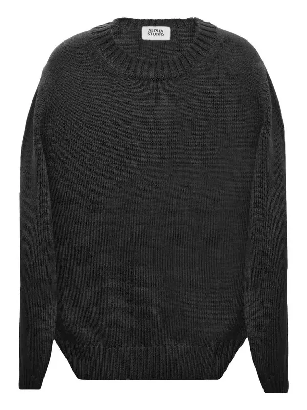 Alpha Studio Round-neck Sweater - Black