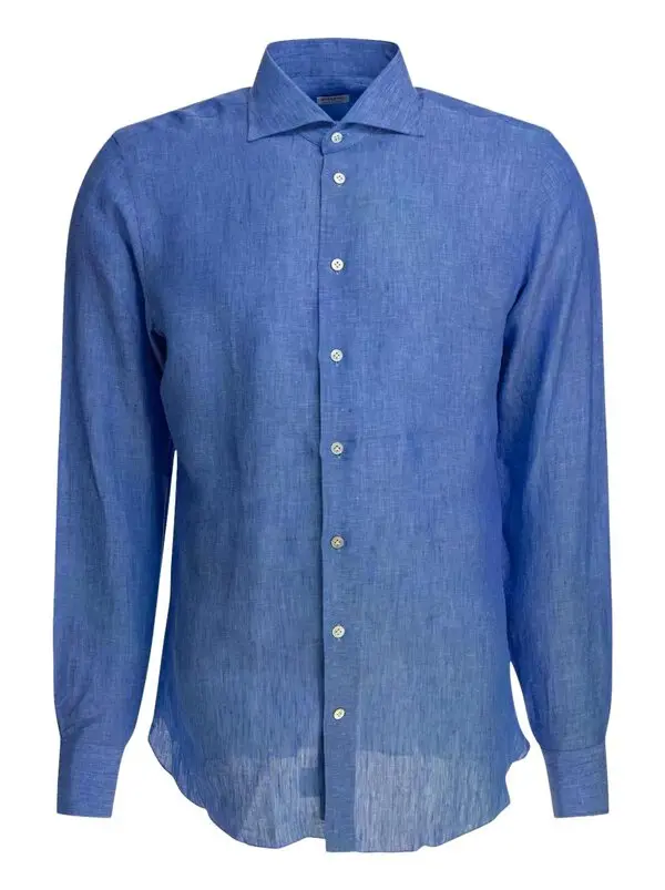 BORRIELLO NAPOLI Long-sleeve Linen Shirt - Blue