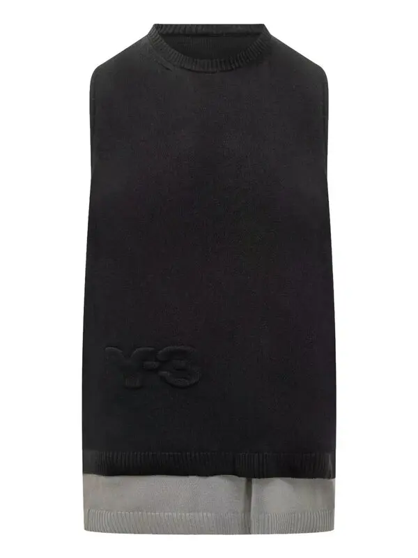 Y3 Embossed-logo Knitted Vest - Black