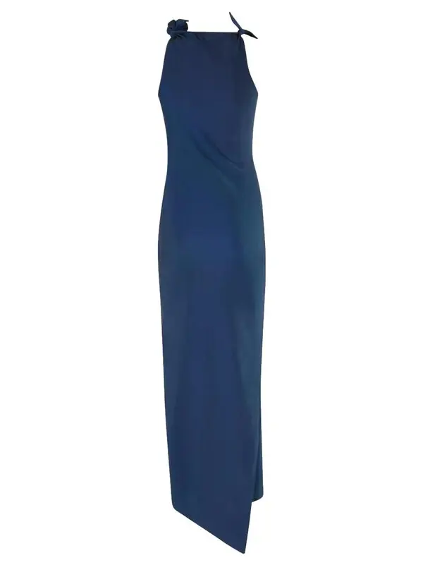 Coperni Rose-embellished Asymmetrical Maxi Dress - Blue