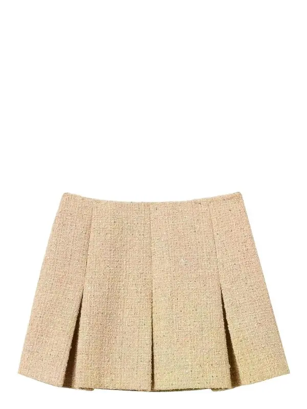 TWINSET Bouclé Pleated Mini Skirt - Neutrals