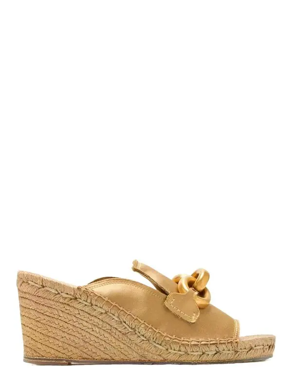PEDRO GARCIA 75mm Oliveta Chain-embellished Wedge Mules - Gold
