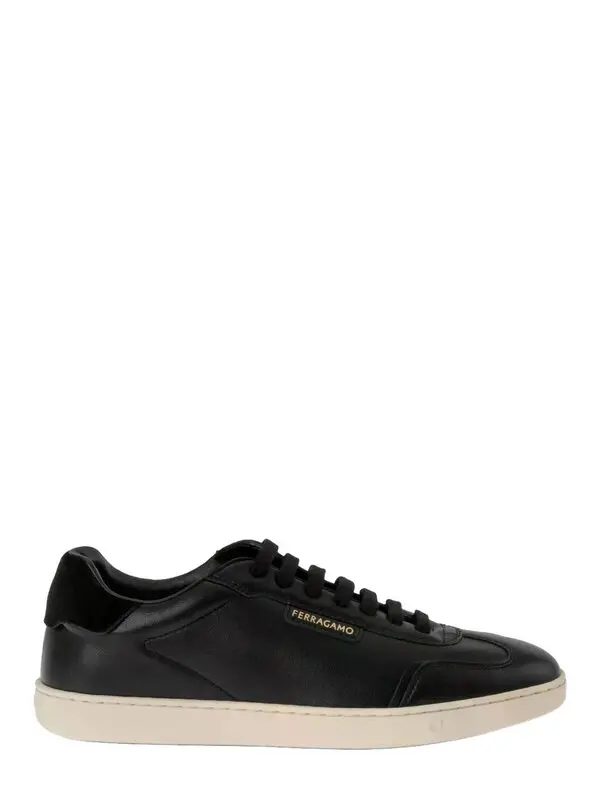 FERRAGAMO Suede-panel Leather Sneakers - Black