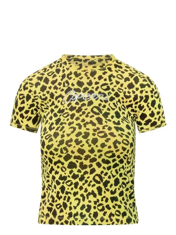 Coperni Crystal-embellished Leopard-print T-shirt - Yellow