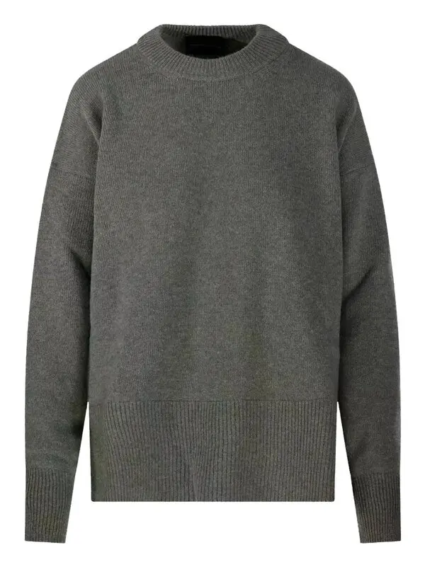 ROBERTO COLLINA Crew-neck Sweater With Ribbed Hem - Grey