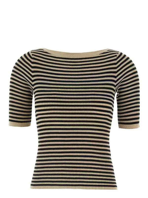 Max Mara Striped Ribbed T-shirt - Neutrals