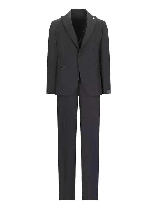 LARDINI Peak-lapels Three-pieces Suit - Black