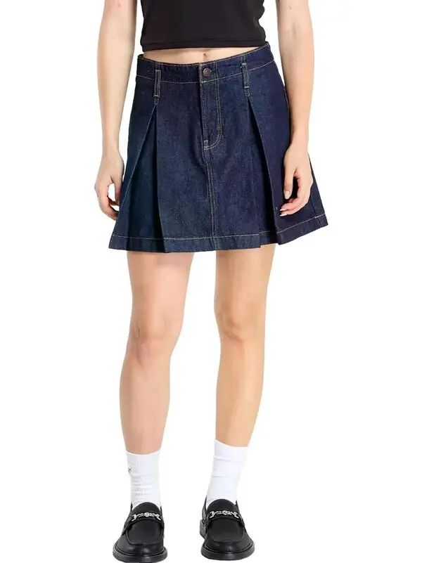 Calvin Klein A-line Mini Denim Skirt - Blue