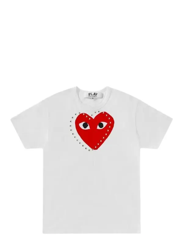 Play Comme Des Garcon Logo-print Studded-embellishment T-shirt - White